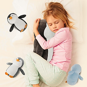 MMguai 4Pcs Penguin Plush Pillow, Giant Penguins Stuffed Animal Mommy 16 Inch with 3 Baby Penguin Plushies in Tummy, Gifts for Kids Girls Boys, Halloween, Christmas, Birthdays