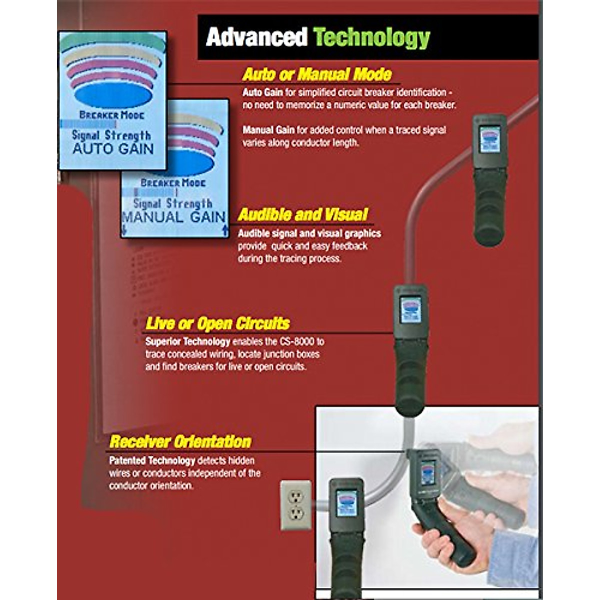 Greenlee CS-8000 Circuit Seeker for Circuit Tracing with Full-Color Graphical LCD Display