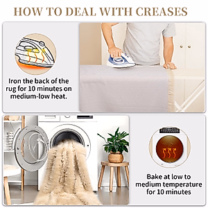 Small Faux Fur Rug 2x4 ft Ultra Soft Sheepskin Rug Chair Sofa Cover Seat Pad, Beige Fluffy Shag Rug for Bedroom Nursery Kids Room, Luxury Shaggy Rug Fuzzy Plush Floor Carpets