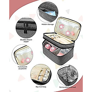 Kompoll Breast Pump Bag with 2 Removable Dividers to Store Breast Pump, Baby Bottles and Extra Parts Portable Breast Pump Bag L Size Compatible with Medela, Willow, Elvie and Momcozy Breast Pumps…