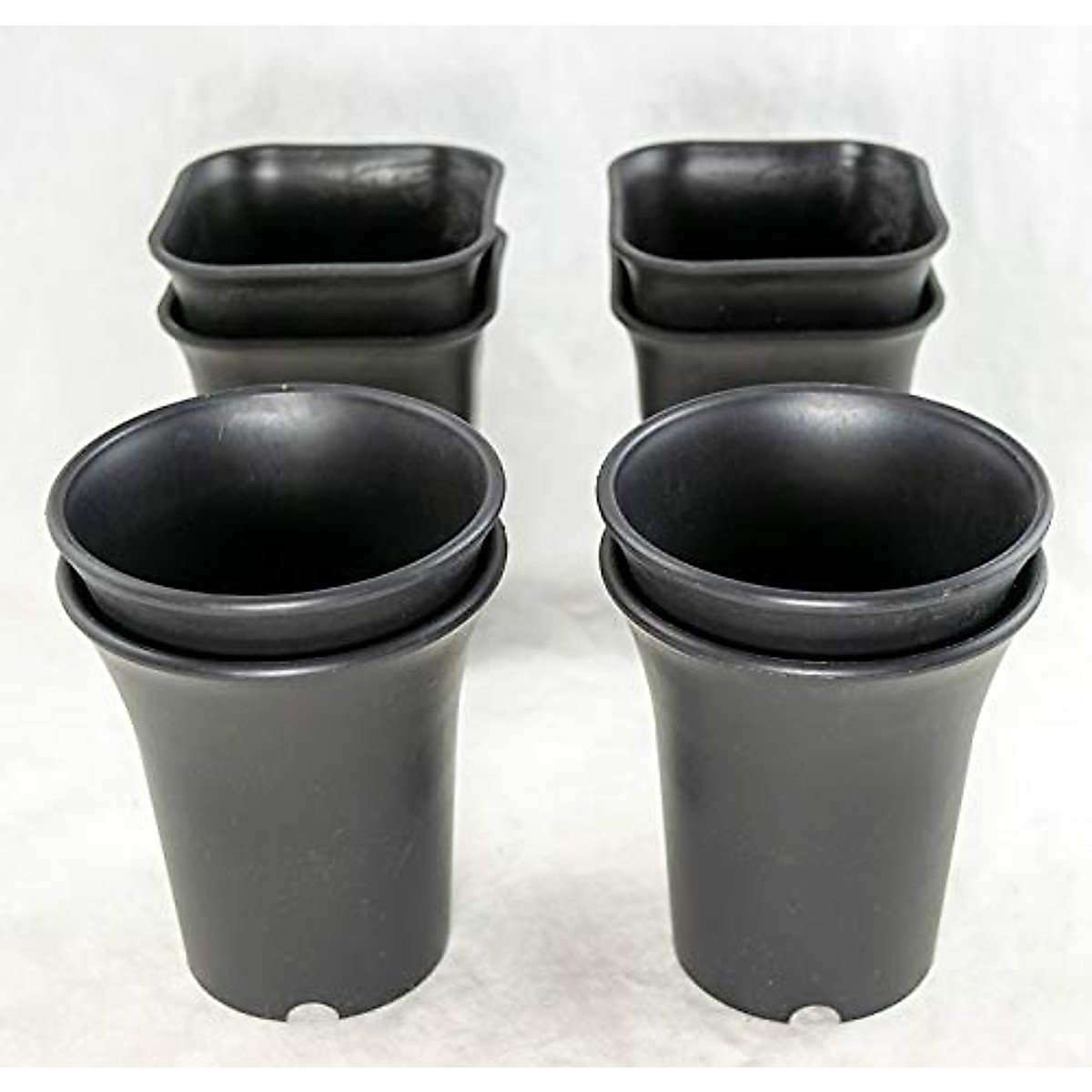 8 Mix Square/Round Black Plastic Cascade Bonsai, Succulent & Orchid Planter - 3"/3.75"