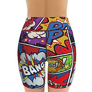 Retro Pop Art Comic Shout Women's High Waist Bike Shorts for Workout Sports Athletic Running Hiking Biker Yoga Gym Large Size