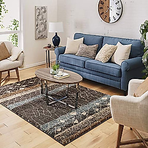 Mohawk Home Huxley Adobe Abstract Shag Area Rug, 5'x8', Brown/Beige