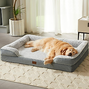 LNSSFFER Orthopedic Sofa Dog Bed for Large Dogs - Egg Crate Foam with Removable Washable Cover, Waterproof Couch Bed with Anti-Slip Bottom
