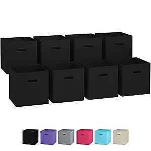 Cube Storage Baskets For Organizing - 11 Inch - Set of 8 Heavy-Duty Storage Cubes For Storage and Organization. Makes The Perfect Bins For Cubby Storage Boxes Or Cube Storage Organizer (Black)