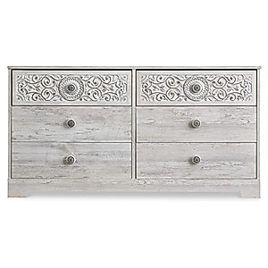 Signature Design by Ashley Paxberry Bohemian 6 Drawer Dresser with Carved Medallion Pattern, White