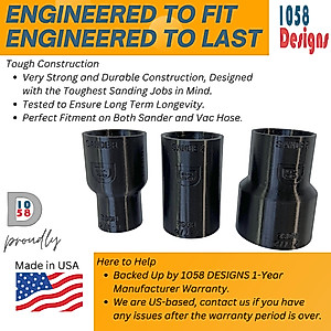 1058 Designs - Sander Vacuum Adapter for DeWalt or Craftsman Sanders - Shop Vac Attachment for Dust Collection (2-1/2")