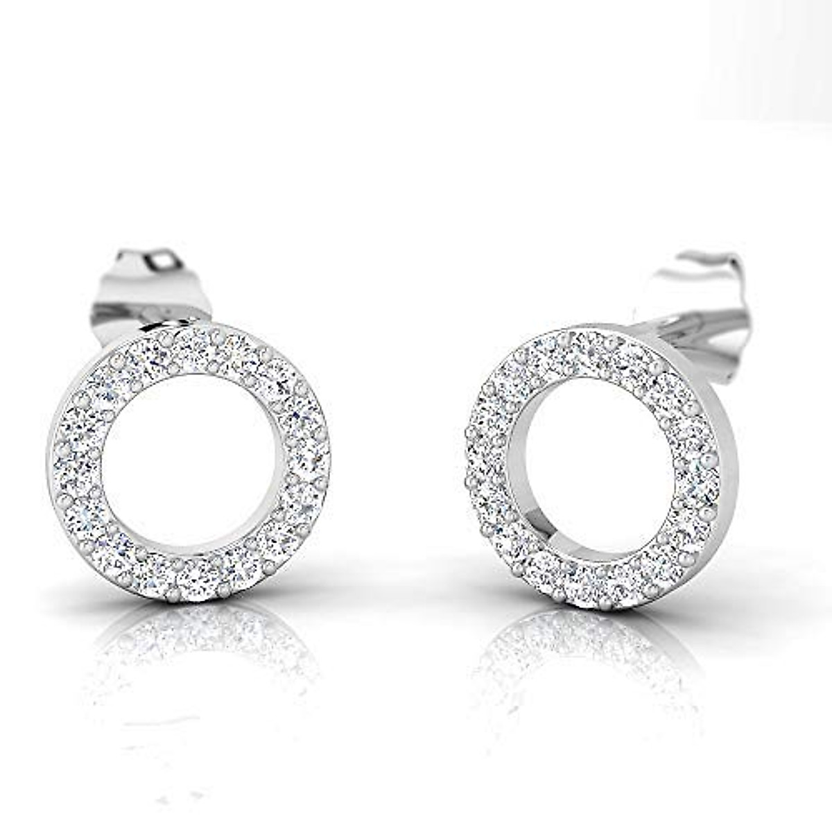 925 Sterling Silver 3/8 Carat Certified Round Diamond Stud Earring for Women | Circle