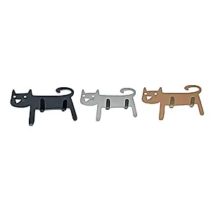 DPOWERFUL 3 Pcs Towel Hook Self-Adhesive Bath Robe Hook 2 Hooks Creative Cat Deco Wall Hooks Stainless Steel Towel Rack Coat Hooks for Bathroom Kitchen
