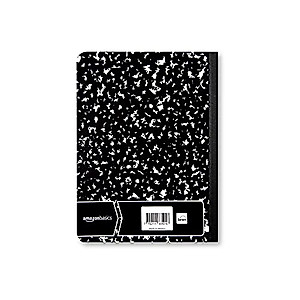Amazon Basics Wide Ruled Composition Notebook, 100 Sheets, Marble Black, 4-Pack