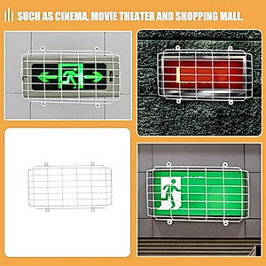 OFFSCH 2pcs School Evacuation Sign Emergency Light Wall Protective Covers Emergency Signal Damage Stopper LED Exit Sign Light Covers Guard Exit Sign Wall Covers Exit Wire Guard White Iron