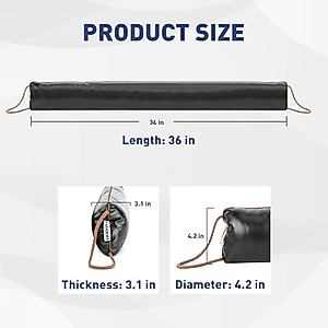 HADOR Door Draft Stopper 36 Inch, Weighted PU Leather Under Door Snake Cold Air Noise Blocker, Heavy Duty Door Seal Cover Gaps up to 4'', Black