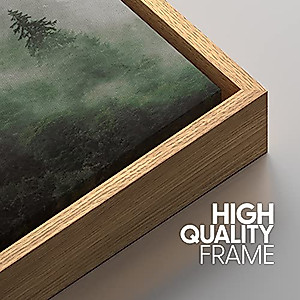 SIGNWIN Framed Canvas Print Wall Art Woodland Nursery Decor Set Fog & Mist Over Green Pine Tree Forest Nature Wilderness Modern Art Chic Landscape for Living Room, Bedroom, Office - 16"x24"x3 Natural