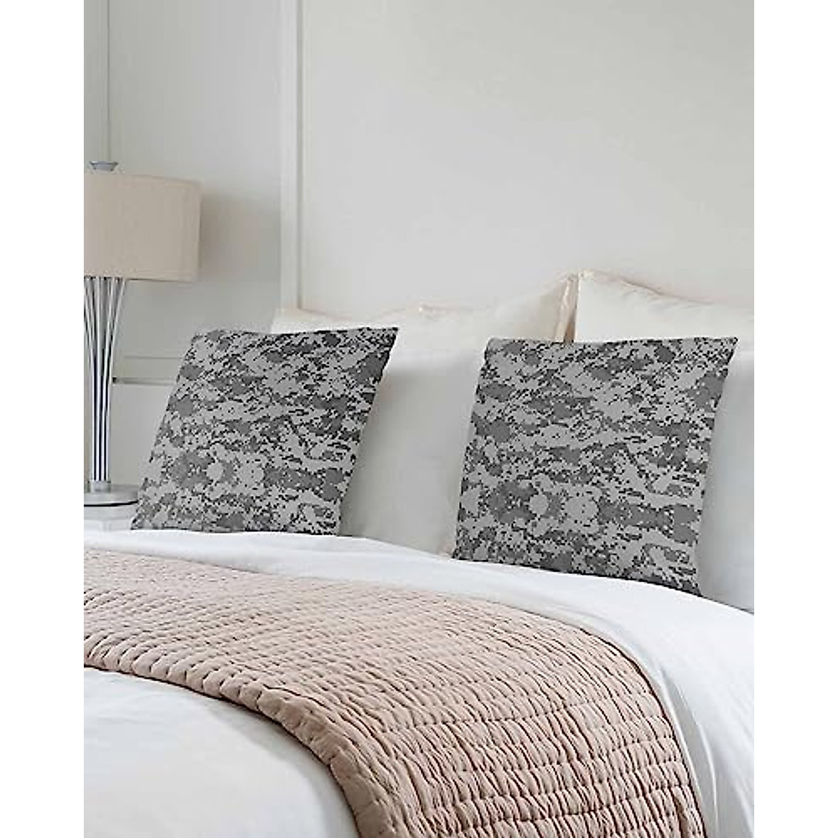 HELLOWINK Decorative Throw Pillow Covers 20x20 Set of 2 Cool Camo Linen Indoor Outdoor Pillow Covers for Couch Sofa Gray White Soft Double-Sided Cushion Covers Cases for Home Decor