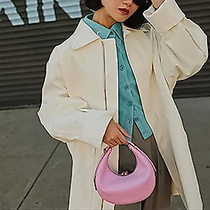 HDHTB Crescent Hobo Bag for Women Y2k Underarm Purse Top Handle Dumpling Handbag with Zipper (pink)