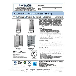Maxx Cold MXSR-49FDHC Commercial Reach-in Refrigerator Freestanding 2-Door, with Heavy Duty Shelves Digital Controls and Automatic Defrost, Stainless Steel
