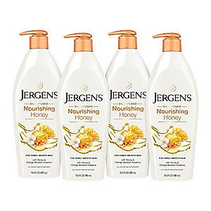 Jergens Nourishing Honey Dry Skin Moisturizer, with Illuminating Hydralucence Blend, Skin Nourishing Formula, Dermatologist Tested,16.8 Fl Oz (Pack of 4) (Packaging May Vary)