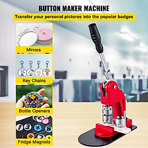 Mophorn Button Maker Machine 1 Inch Button Badge Maker 25mm Punch Press Machine with 500 Pcs Circle Button Parts and Circle Cutter