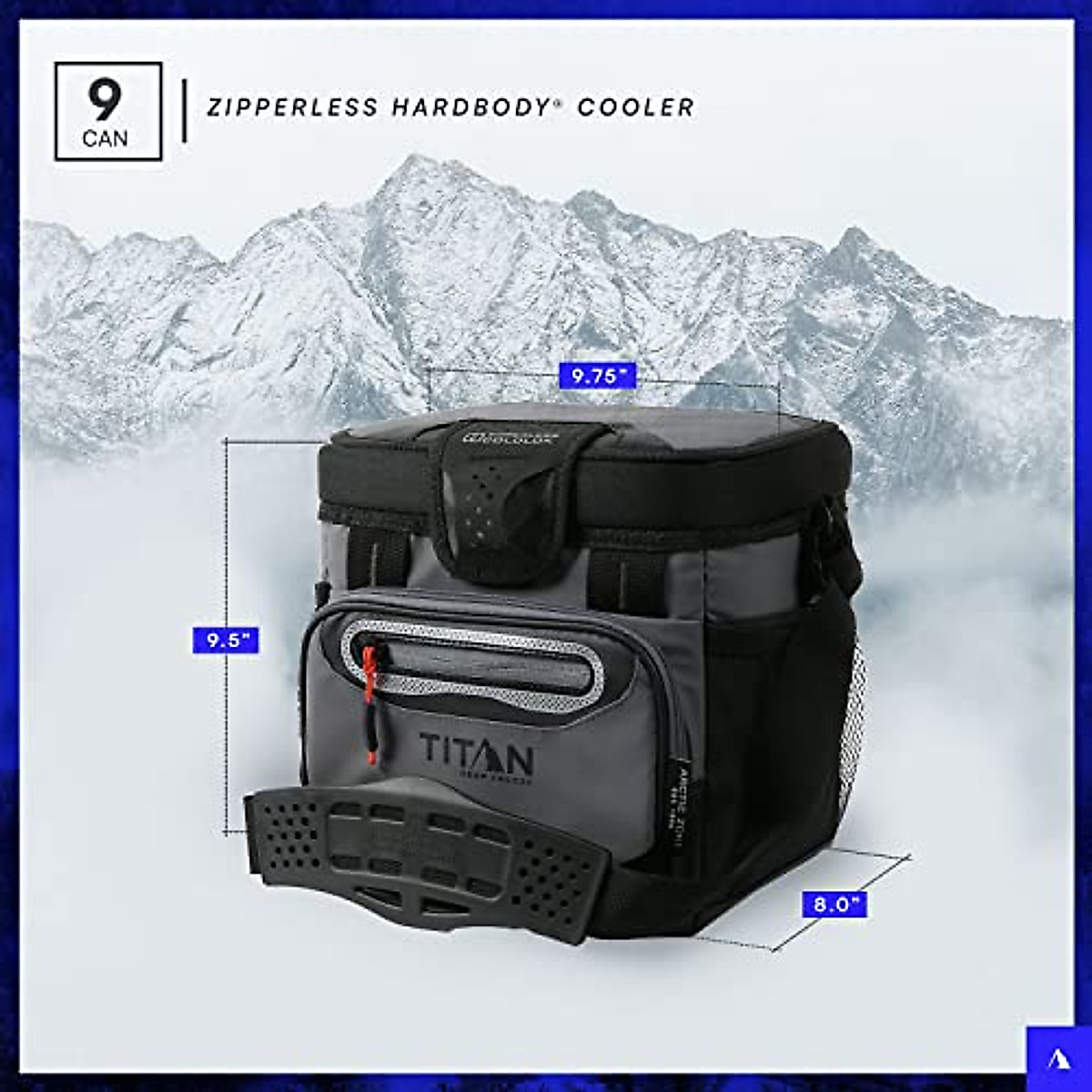 Arctic Zone Titan Deep Freeze Cooler - 9 Can Zipperless Hardbody Cooler - Deep Freeze Insulation, HardBody Liner, and SmartShelf
