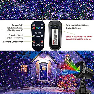 JOY SPOT! 8 Patterns 3 Color Christmas Laser Lights, Outdoor Garden Lights Moving RGB Stars Show for Outdoor, Party, Halloween, Xmas