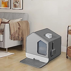 YITAHOME Extra Large Enclosed Cat Litter Box with Mat and Litter Scoop, Odorless Anti-Splashing XL Covered Hooded Cat Box, No Installation Needed