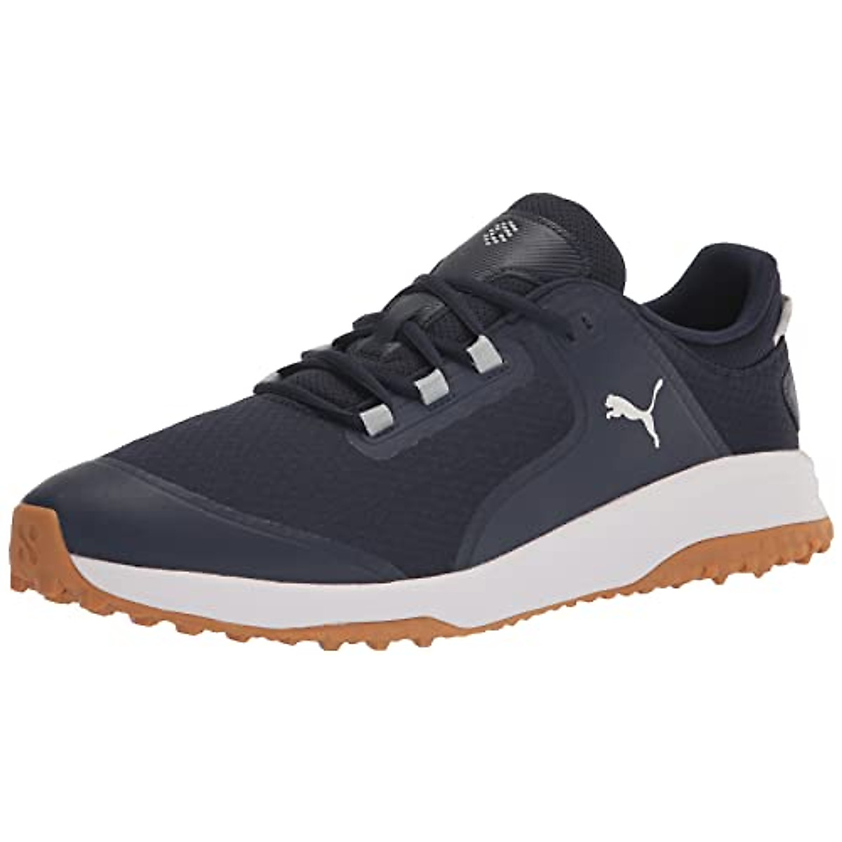 PUMA GOLF Men's Fusion Grip Extra Wide Golf Shoe, Puma Navy-Puma Silver-Quiet Shade, 13