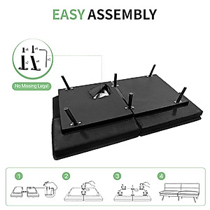MUUEGM Futon Sofa Bed Couch, Memory Foam Futon Convertible Futon Couch, Sofa Bed Couch,Modern Loveseat Daybed Sofa,Comfy Sleeper Couch for Apartment, Living Room,Easy Assemble,Black