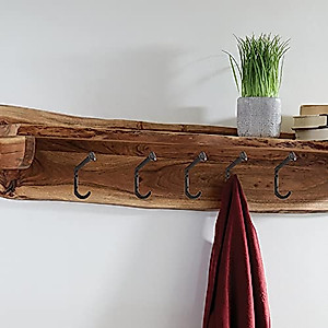 Dicunoy 8PCS Rustic Cast Iron Hooks, Wall Mounted Farmhouse Coat Hangers, Heavy Duty Vintage Black Railroad Spike Hooks for Hanging Coats, Bags, Hats, Towels, Keys, Clothes, Scarf