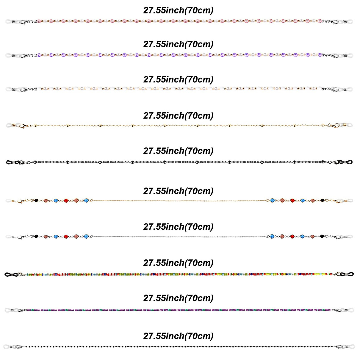 ONESING 10 Pcs Eyeglass Chains for Women Eyeglasses String Holder Glasses Strap Eyewear Chain Glasses Cord Lanyard Gift