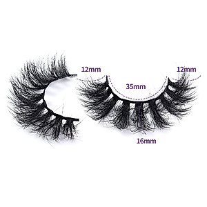 Wleec Beauty Fluffy Mink Lashes 16mm, 3D Fake Eyelashes Thick, Dramatic Eye Lashes Pack (7 Pairs, Black, FM36)