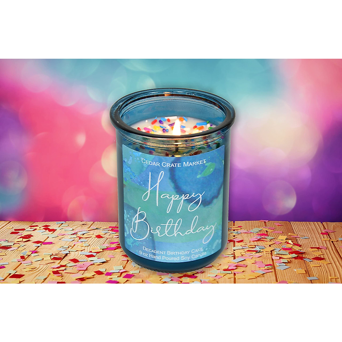 Happy Birthday Candle - Vanilla Buttercream Birthday Cake Scented Soy Wax Candle with Sprinkles for Home, Happy Birthday Gifts for Women, Best Friends Women Gift, Cedar Crate Market - Made in The USA