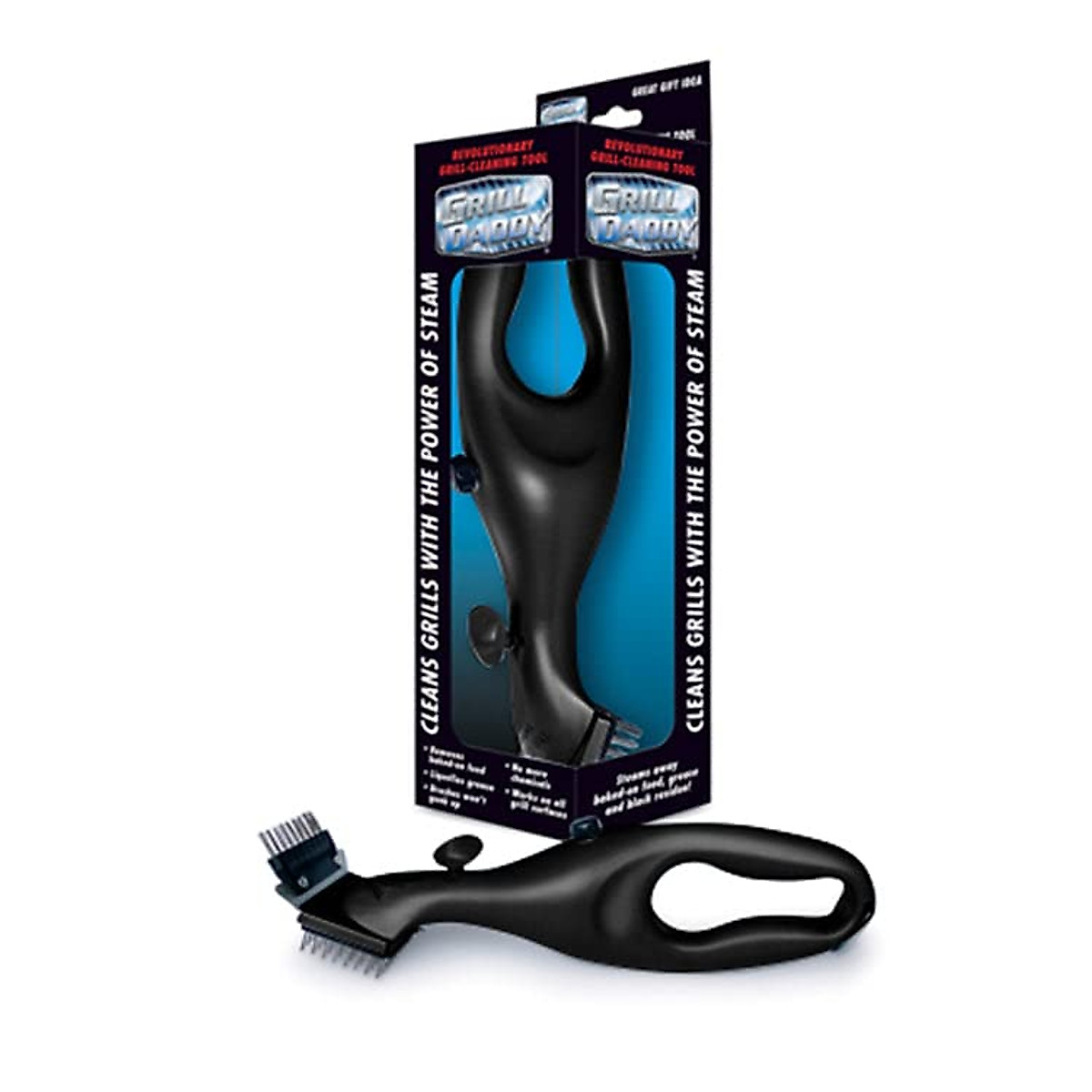 Grill Daddy Made in the USA Bristles GB91062S Barbeque Grill Steam Brush with Stainless Steel B, 15-Inch, Black