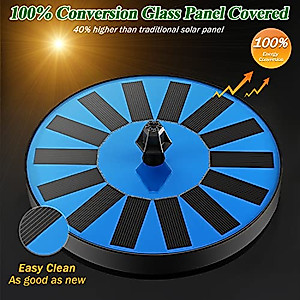 ZOLOCHEL Solar Fountain Upgraded 100% Glass Covered， Solar Powered Bird Bath Water Fountains with 8 Nozzles & 4 Fixers for Garden, Pond, Pool, Fish Tank Decoration