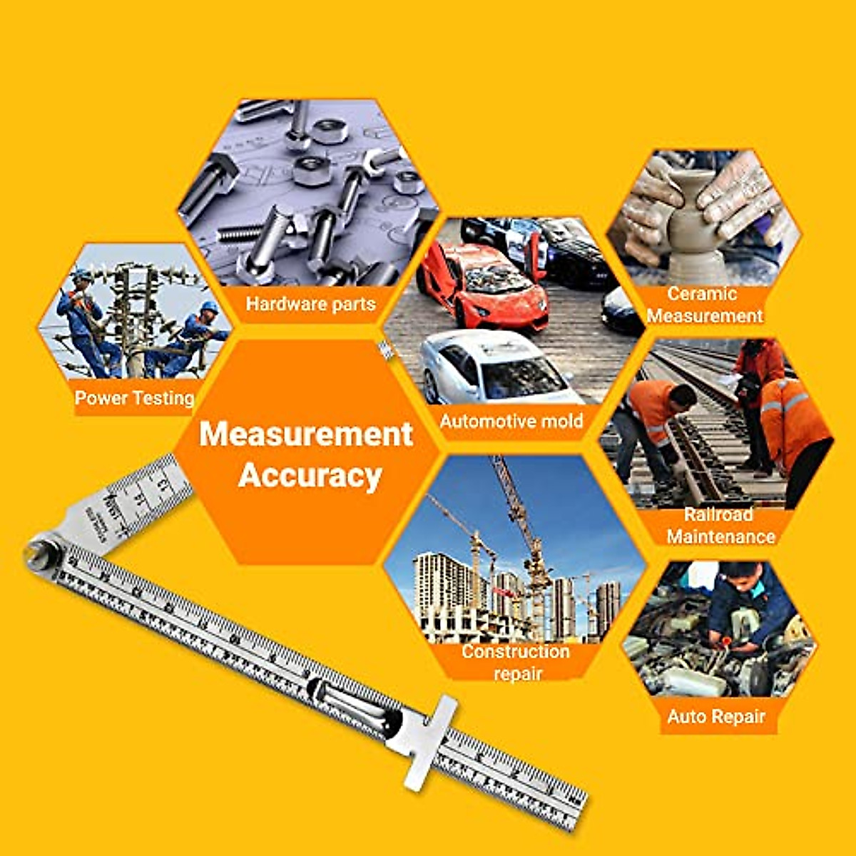 Stainless Steel Taper Welding Gauge Test Welding Taper Gap Gauge Depth Ruler Hole Inspection Tool