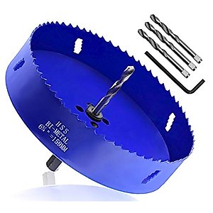 Seimneire 6-1/4 Inch Hole Saw with Heavy Duty Arbor, 1.2 Inch Cutting Depth HSS Bi-Metal Hole Drilling Cutter for Smoothly Cutting in Wood Cornhole Boards Plastic Drywall & Thin Metal
