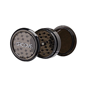 GROOVE Premium Herb Grinder - 2-Piece Acrylic Herb Grinder with Integrated Storage Compartment and Magnetic Closure – Ultra-Sharp Teeth for Smooth Grinding – BPA-Free (Black)