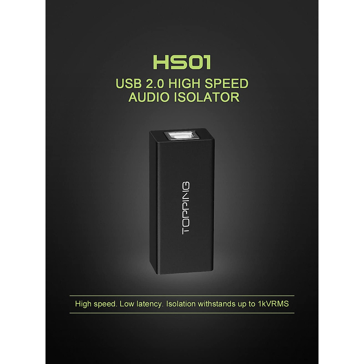 KGUSS Topping HS01 USB 2.0 High Speed Audio Isolator Compatible with PCM32bit 768kHz DSD512 withstands up to 1kVRMS
