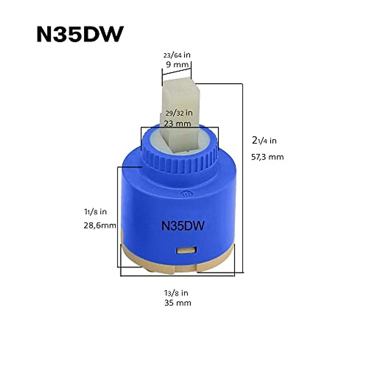 Ousun 35mm Ceramic Faucet Cartridge, N35DW Set of 5, Replacement for Single Handle Kitchen Basin Shower Faucet Part