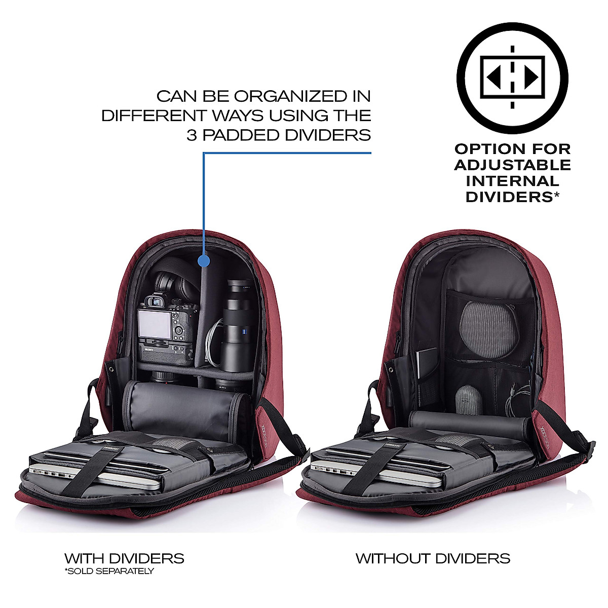 XDDesign Bobby Hero 16 Liter Anti Theft Laptop Backpack, Padded 15.6" Laptop Sleeve, Recycled Material, Water Repellent, USB Charging Port, Travel Carry on Flight Approved for Men&Women