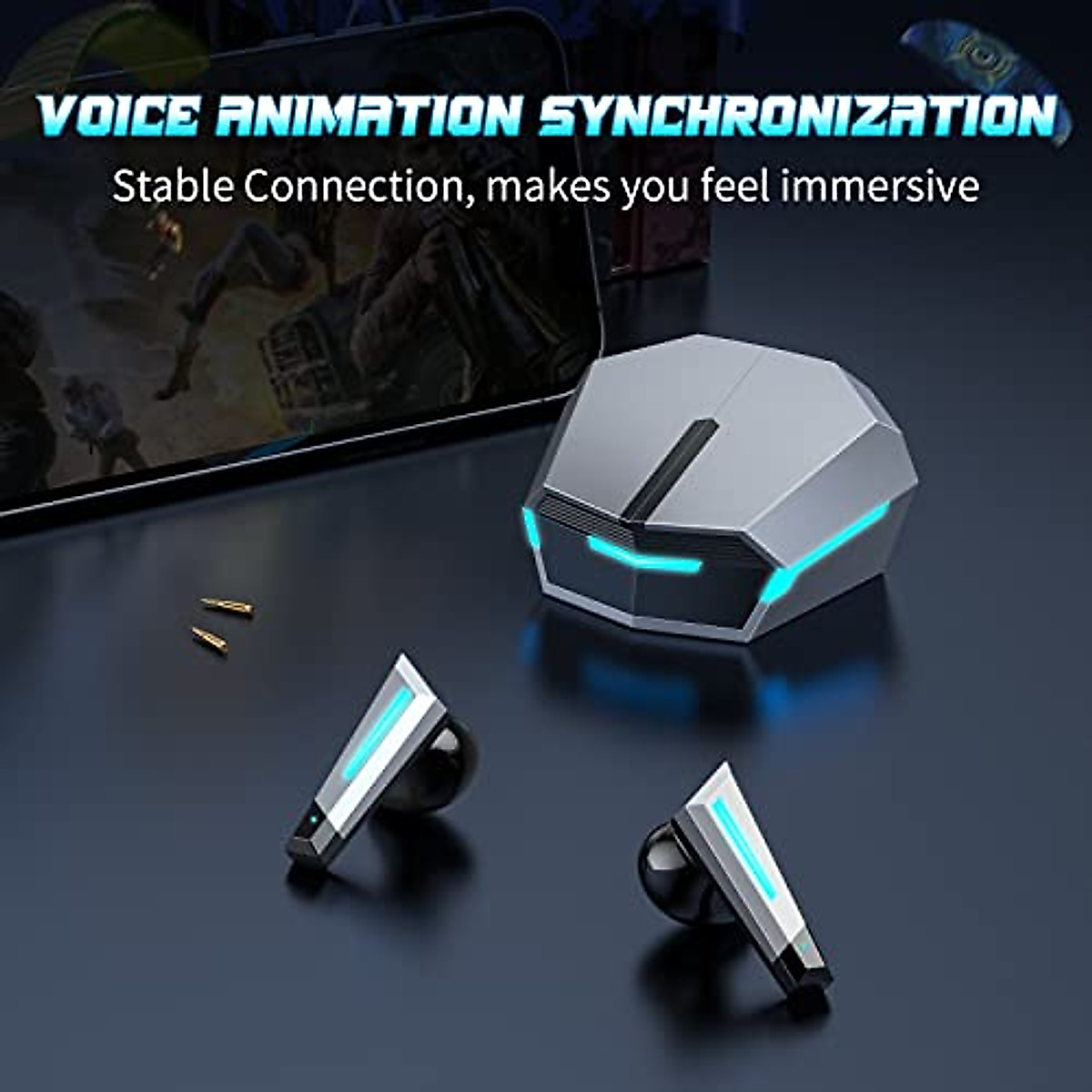 zhhcyyds T32 True Wireless Earbuds with Charging Case, Ear Buds Wireless Bluetooth Earbuds, 5.3 Wireless Earphones Cool Gaming Earbuds Noise Cancelling (Black)