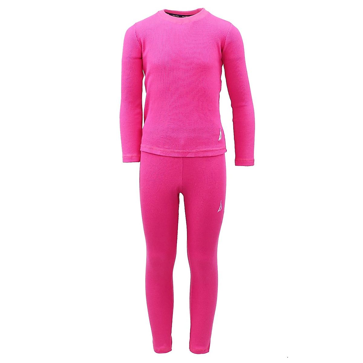 Nautica Girls' 2-Piece Shirt & Pants Base Layer Long Johns Waffle Thermal Underwear Set (Fuchsia, 4)