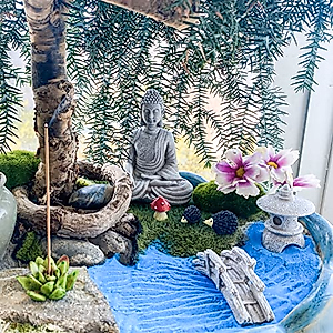 Meditation Buddha Zen Garden Accessories - Miniature Buddha Garden Decoration DIY Tabletop Rock Sand Garden Ornaments Micro Landscape Fairy Garden Terrarium Decor Zen Gifts Indoor Outdoor Decor