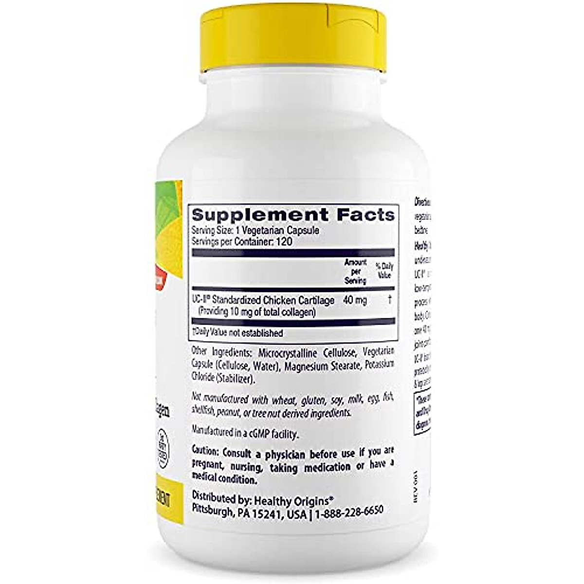 Healthy Origins UC-II, 40 mg - Premium Collagen Supplement for Joint Health, Mobility & Flexibility - Undenatured Type II Collagen - Gluten-Free & Non-GMO Supplement - 120 Veggie Caps