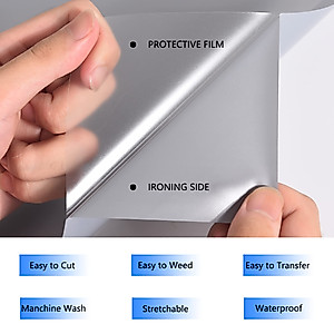 HTVVETUR Grey Heat Transfer Vinyl - 12" x 9ft HTV Rolls for Shirts, Iron on Vinyl for Cameo - Easy to Cut & Weed (K12 Grey-9ft)