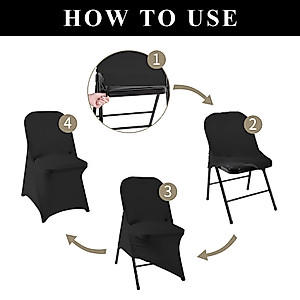 magalo 12 Pack Black Spandex Folding Waterproof Chair Cover, Stretch Chair Cover Protector for Wedding, Party, Dining Banquet and Other Special Events