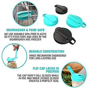 Masontops Multi Top - 2 Pack - Regular Mouth Mason Jar Lids with Easy Pour Spout and Flip Cap – Sip, Pour, Store & More - Lid Accessories For Mason Jars