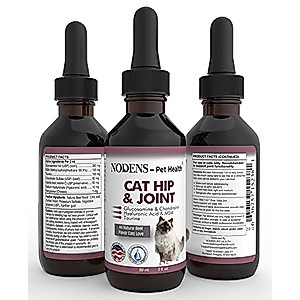 NODENS CAT Hip and Joint Glucosamine for Cats with Chondroitin and Opti-MSM® Hyaluronic Acid for Improved Joint Flexibility and Pain Relief from Inflammation and Cat Arthritis 2 floz