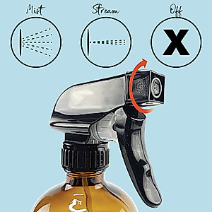 SAVVY PLANET Replacement Black Plastic Trigger Spray Bottle Nozzles - Fits 8oz / 16oz glass or plastic bottles with 28/400 Neck Thread Size - Mist Spray or Stream for Cleaning Products, etc - 4 Pack