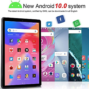 DUODUOGO Android Tablet 10 inch Newest Quad-Core Processor, 64GB+4GB 128GB Expandable, 5G/2.4G Dual WiFi, Android 10 Tablet Dual Camera 6000mAh Bluetooth FM, Gray