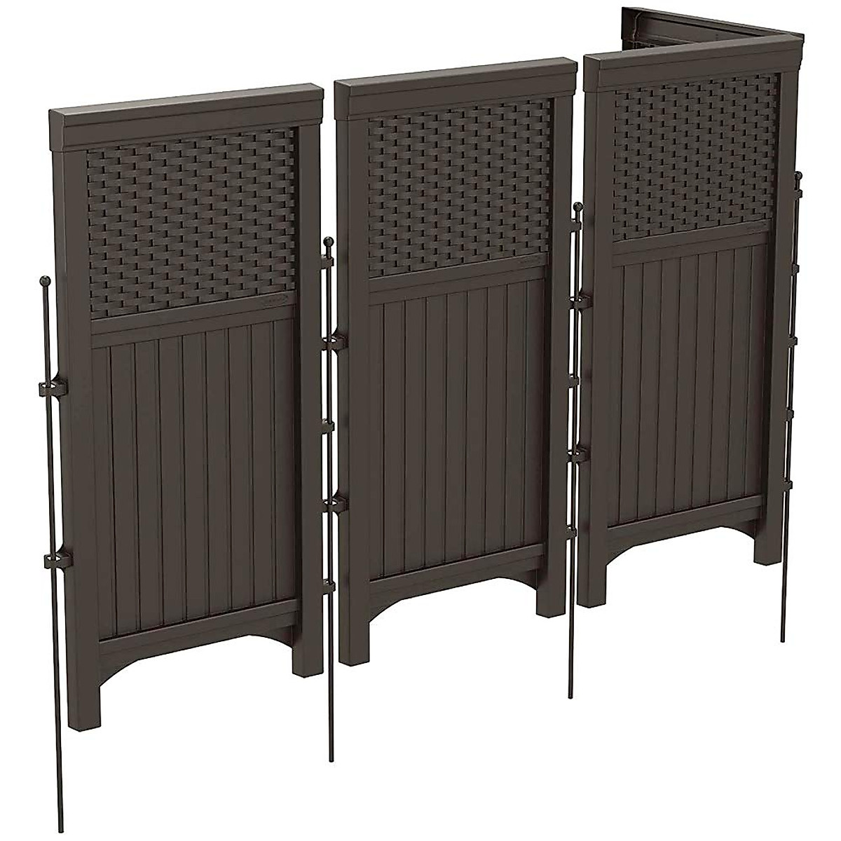 Suncast 4 Freestanding Wicker Resin Reversible Panel Outdoor Screen Enclosure, Brown, 23"